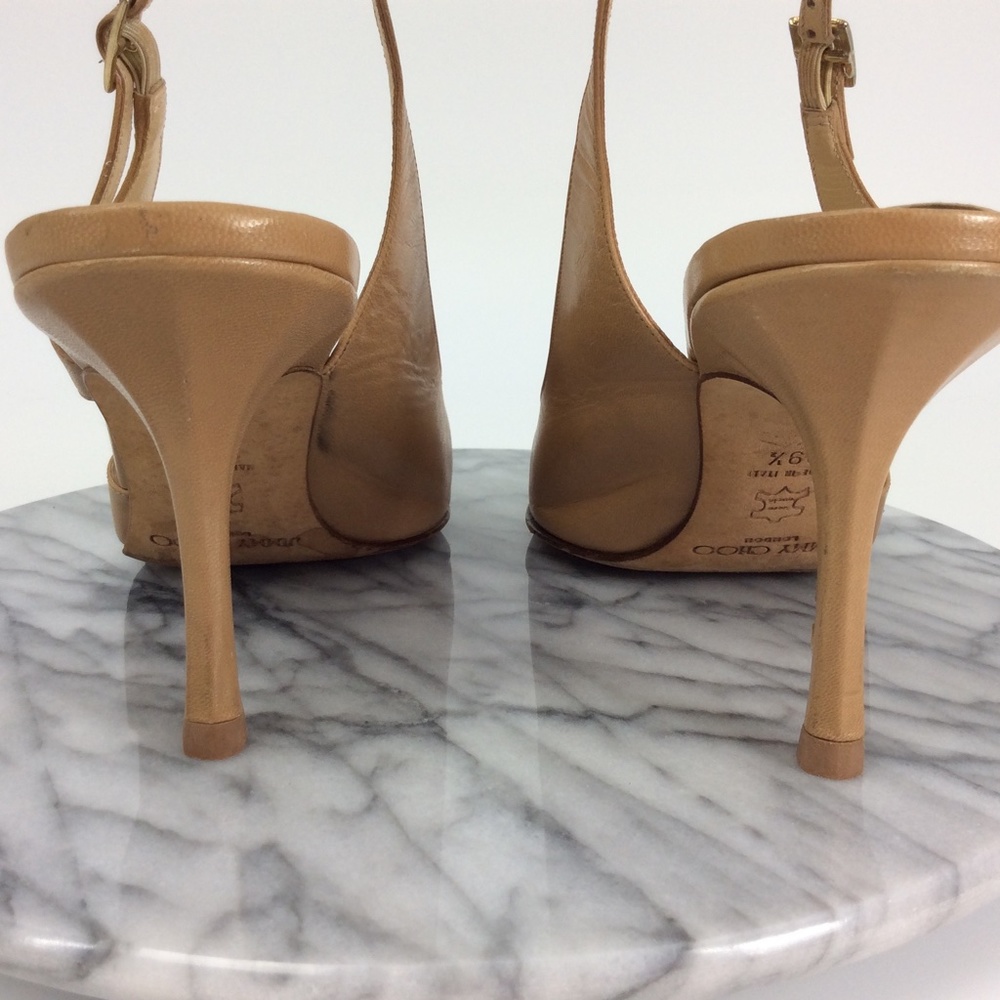 Jimmy Choo Tan Leather Slingback Heels - Gem